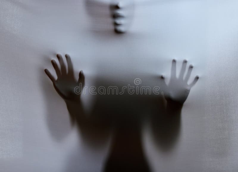 They Hide Behind My Door. a Scary Figure Confined Under a Sheet. Stock ...