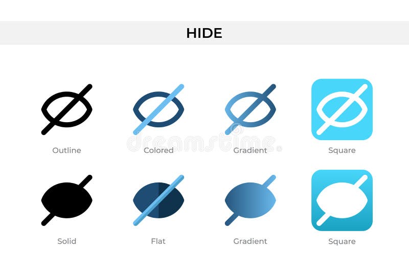 Hide Icon in Different Style. Hide Vector Icons Designed in Outline ...