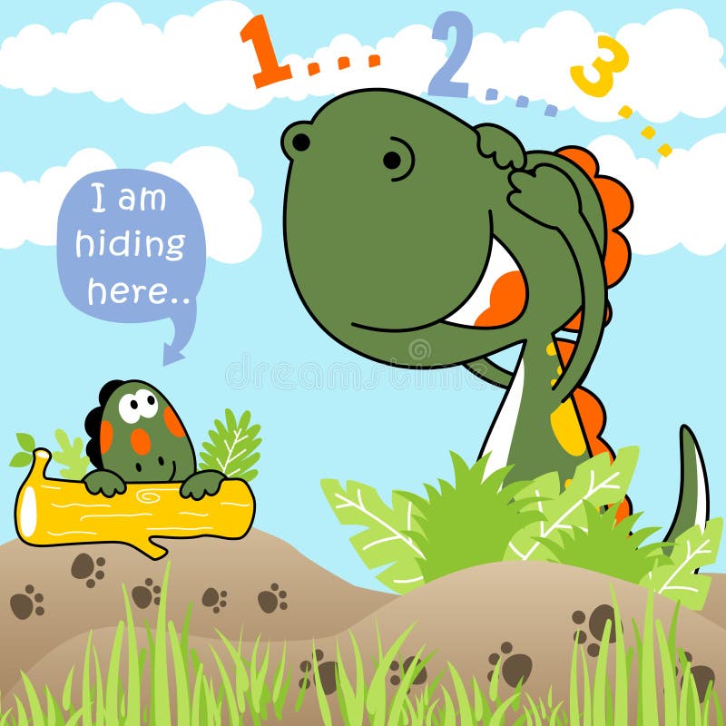 Playing Hide and Seek with Cute Animals, Vector Cartoon Illustration ...
