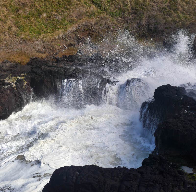 Hide Tide Waves Foam in Devil`s Churn Stock Image - Image of rock ...