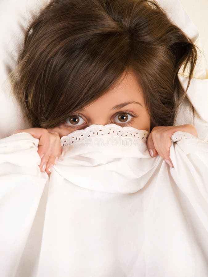 Hiding in bed stock photo. Image of smiling, sleeping - 48848756