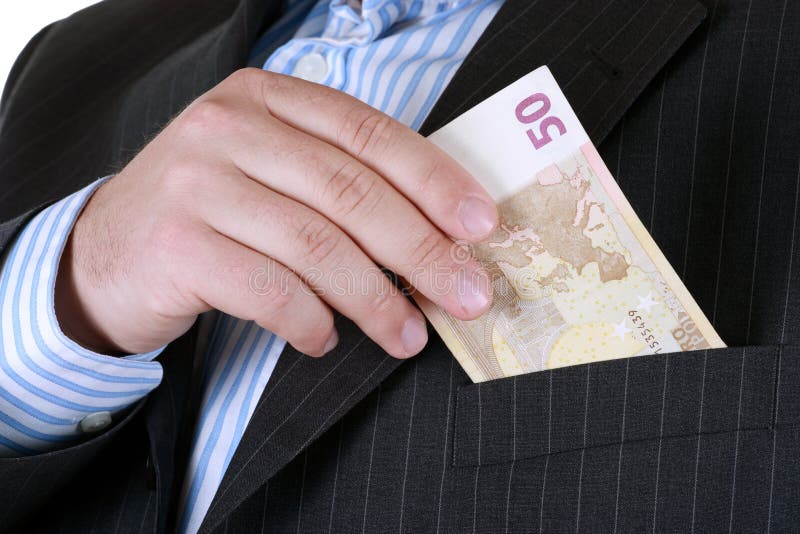 Hiding money in pocket. stock image. Image of payout - 37855081