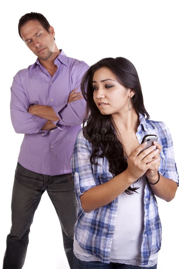 Hiding text from boyfriend stock photo. Image of mature - 16154022