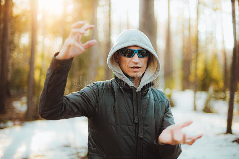 Hiding. stock image. Image of hood, sunglasses, person - 39282405