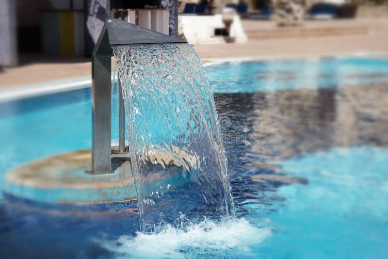 Swimming Pool Waterfall Jet Stock Photo - Image of seashore, shower ...
