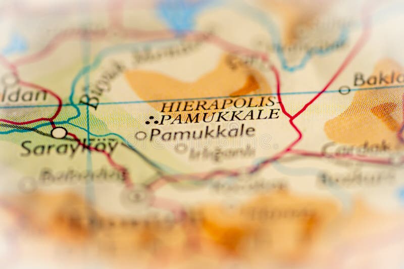 Hierapolis - Pamukkale, Turkey Highlighted on a World Map Stock Image ...