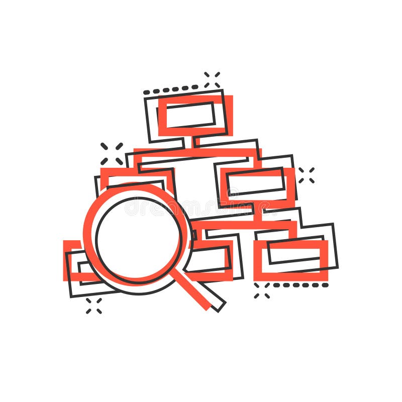 Hierarchy Diagram Icon in Comic Style. Structure Search Cartoon Vector ...