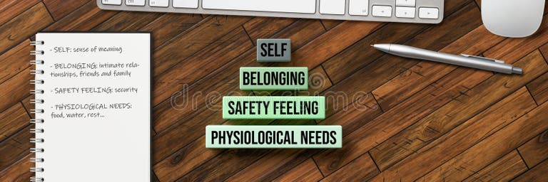 Hierarchy of Needs on Blocks at a Workplace Stock Image - Image of ...
