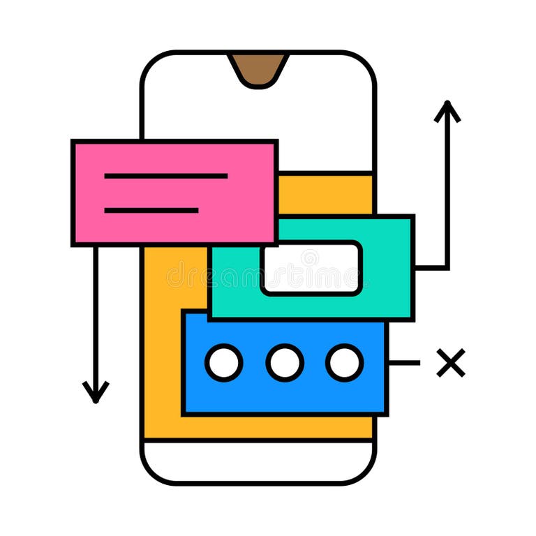 Hierarchy Ux Ui Design Icon Color Illustration Stock Vector - Illustration of people, software ...