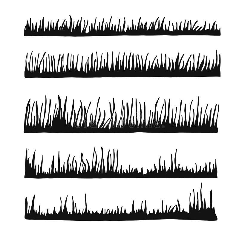 Vector Negro De La Silueta De La Hierba Y Del Césped Sistema Aislado ...