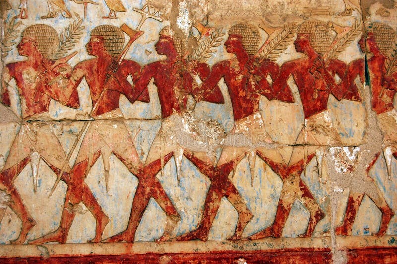 Egyptian Hieroglyphs and Human Figures Stock Image - Image of monu ...