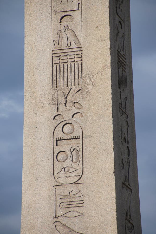 Hieroglyphics on the Egyptian Obelisk Stock Photo - Image of carved ...