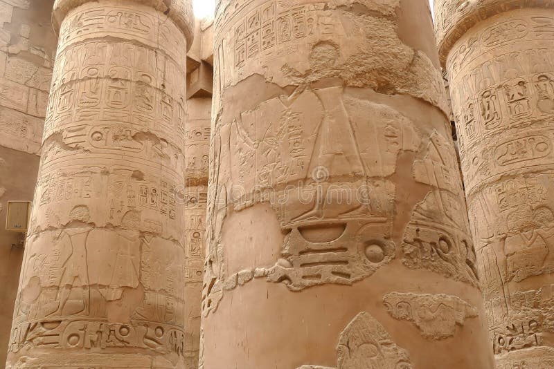 Hieroglyphics on the Massive Columns of the Hypostyle Editorial Stock ...