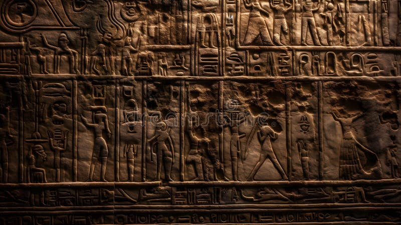Hieroglyphics on a Wall, Egyptian, Pyramids, Generative AI Stock ...