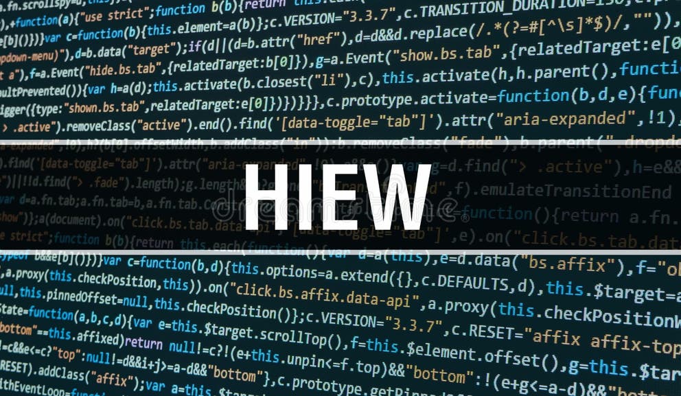 Hiew Concept with Random Parts of Program Code. Hiew with Programming Code Abstract Technology ...