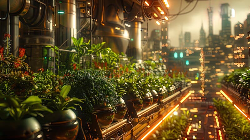 High Above the Urban Sprawl, Space Farms in the Cyberpunk Future ...