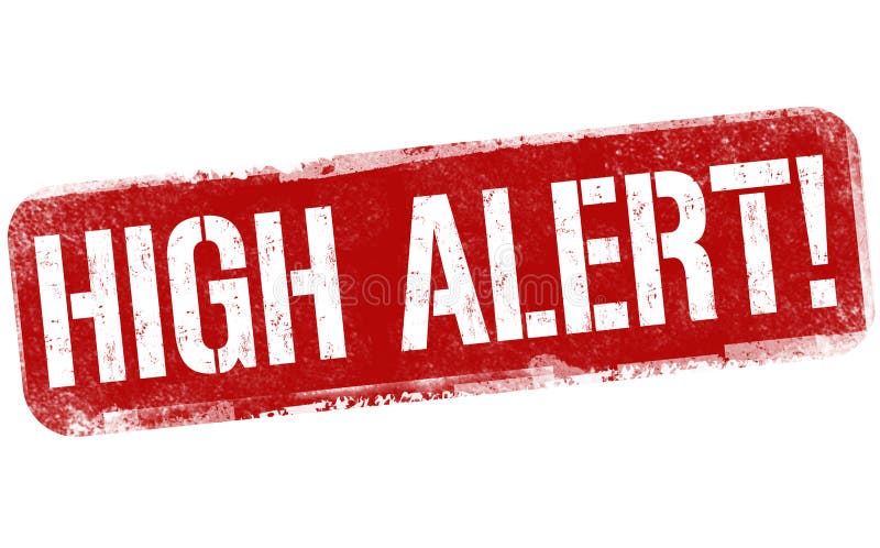 High alert warning on blue stock illustration. Illustration of acute ...