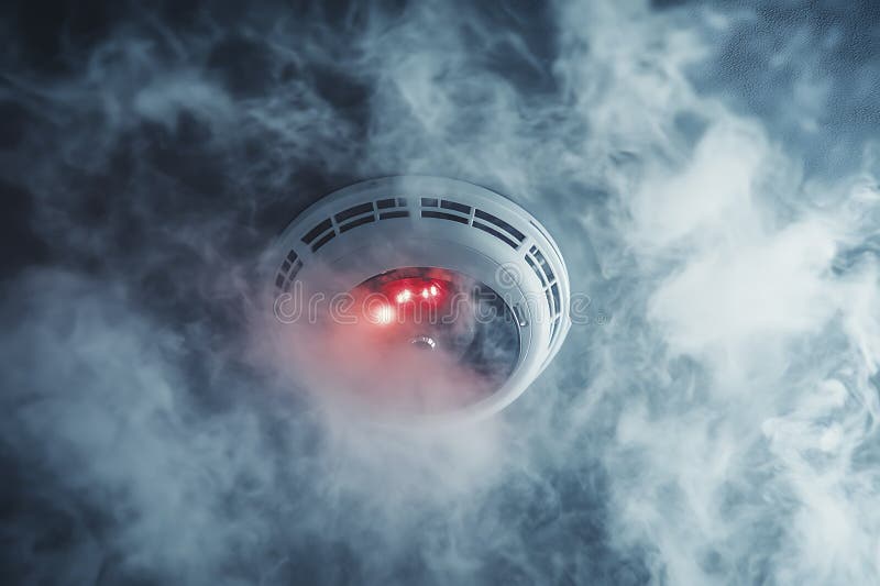 High-Alert Smoke Detector in Action Emitting Warning Light and Sound ...