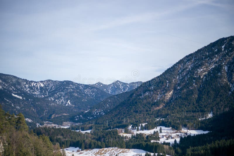 High Alpine Mountains with Snow in Germany and Blue Beautiful Sky Stock ...