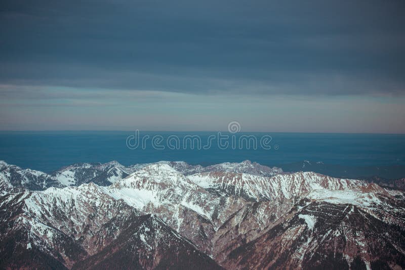 High Alpine Mountains with Snow in Germany and Blue Beautiful Sky Stock ...