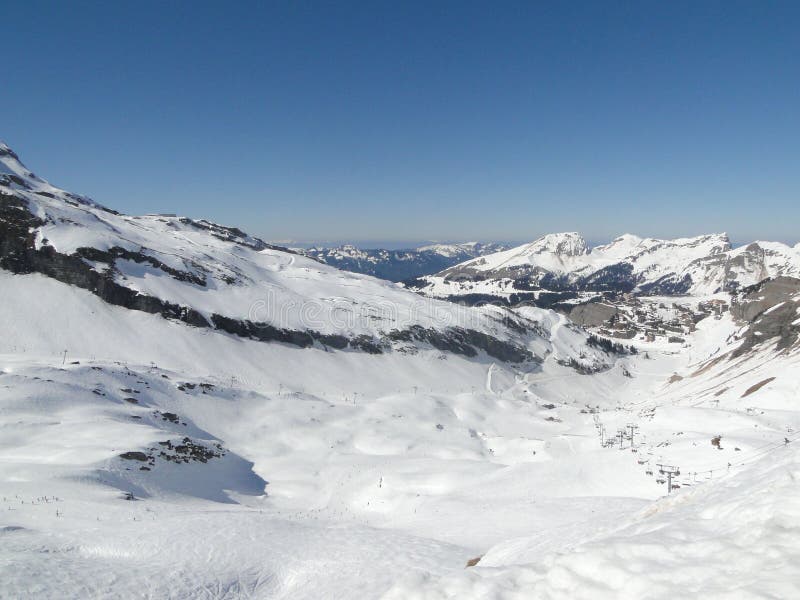 High Alpine Ski Area in the French Alps Stock Image - Image of european ...