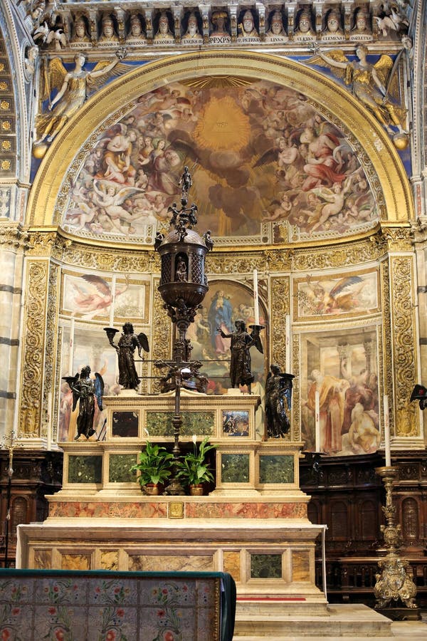 High Altar in the Cathedral of Siena, Tuscany, Italy Stock Photo ...