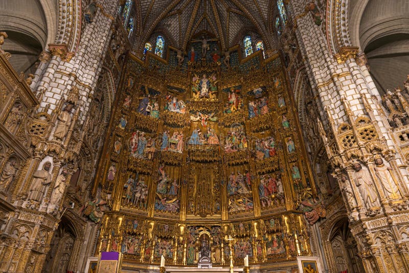 High Altar of the Gothic Cathedral of Toledo Editorial Photo - Image of ...