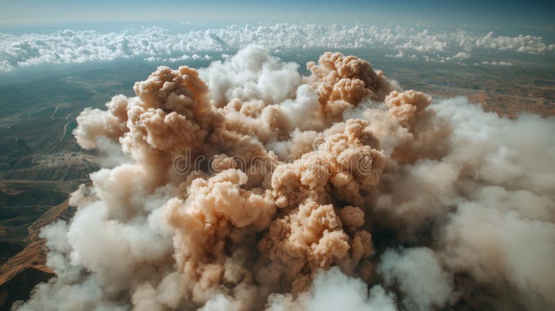 High Altitude Aerial View of Expansive Industrial Terrain with Cloudy ...