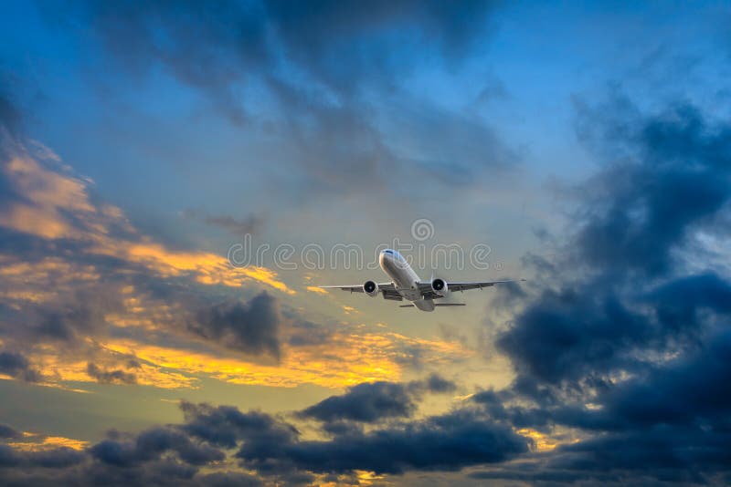 High-altitude Airplane and Beautiful Sky Stock Photo - Image of ...