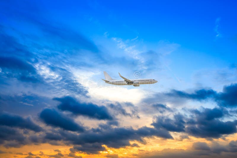High-altitude Airplane and Beautiful Sky Stock Photo - Image of light ...