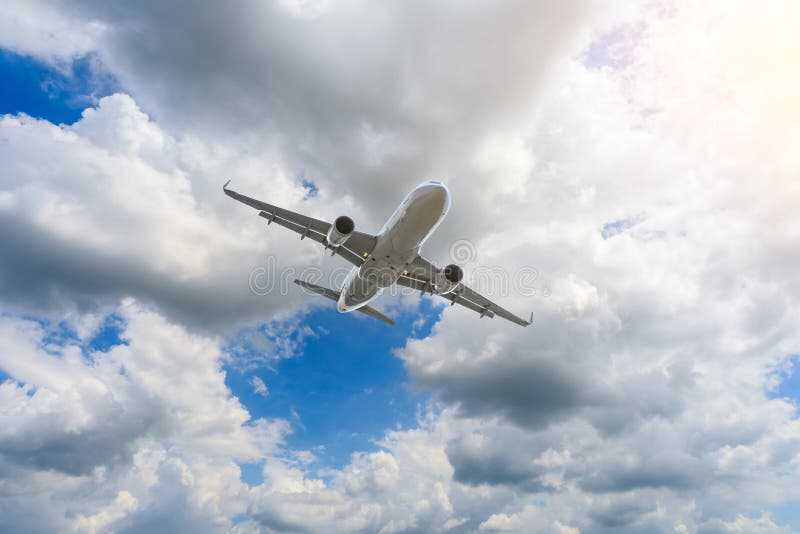 Airplane and Beautiful Sky in Spring Stock Image - Image of cruise ...