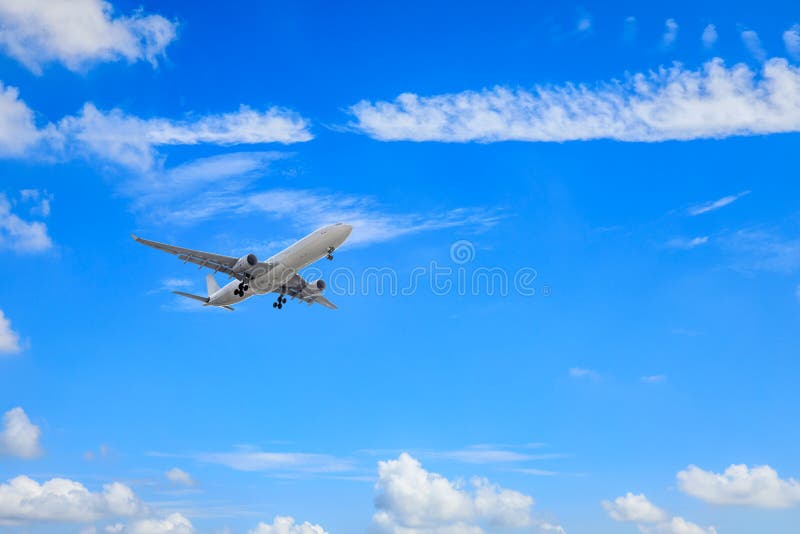 Airplane and Beautiful Sky in Spring Stock Photo - Image of fluffy ...