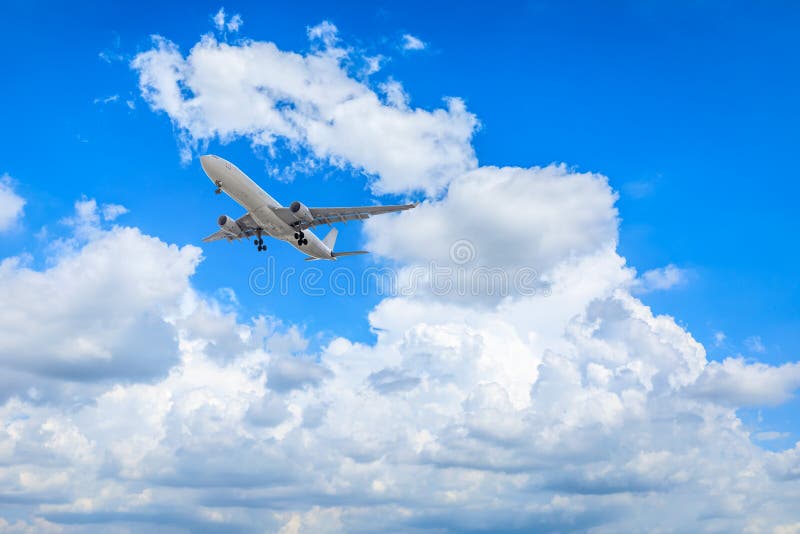 Airplane and Beautiful Sky in Spring Stock Photo - Image of cloudscape ...