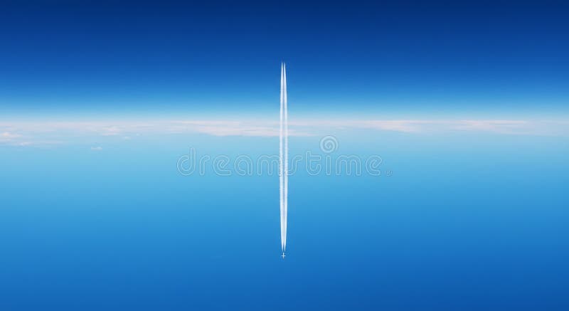 High Altitude Airplane Contrail Over Blue Ocean Stock Illustration ...