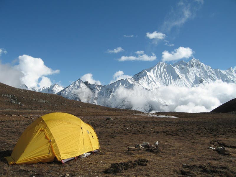 High Altitude Camping in Nepal Stock Image - Image of outside, tramp ...