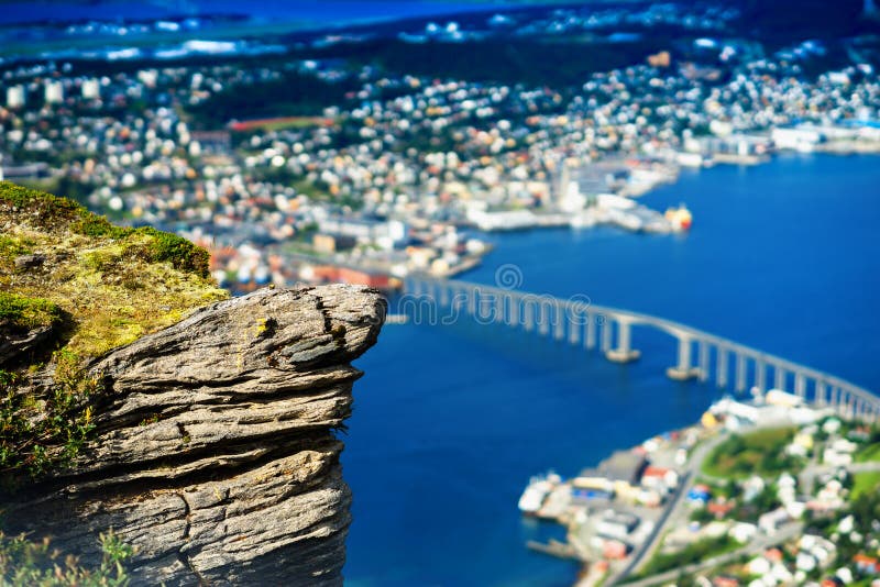 High Altitude Tromso Mountain Cliff Background Stock Photo - Image of ...
