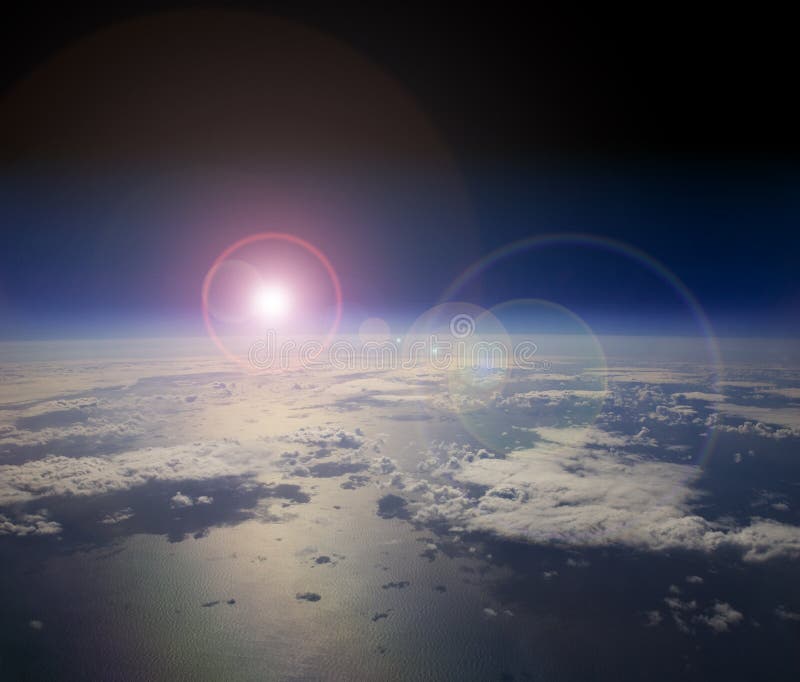High Altitude View of Sunset Over the Earth Stock Image - Image of ...