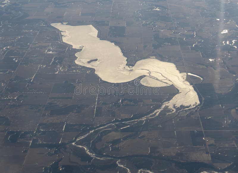 A High Altitude View of Frozen Lakes in Alberta Stock Photo - Image of ...