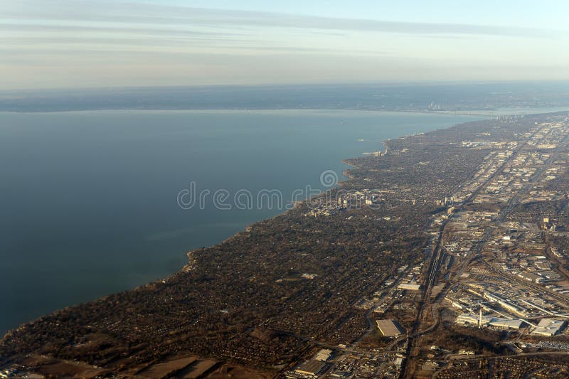 A High Altitude View of Lake Ontario in Canada Stock Photo - Image of ...