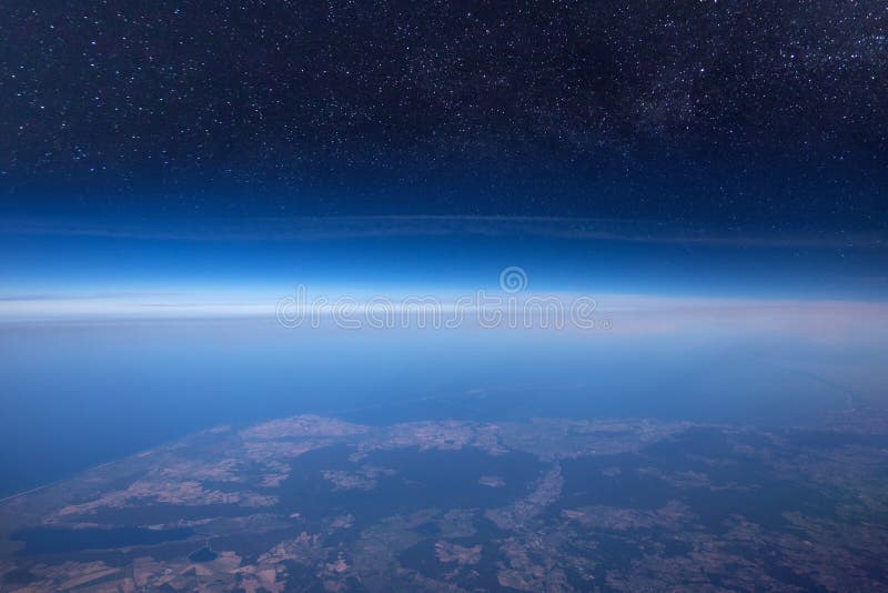 High Altitude View between Sky and Space , in To the Dark Stock Image ...