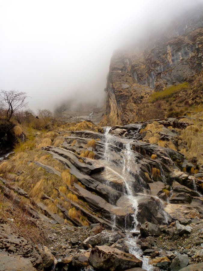 High-altitude Waterfall in Nepal in Spring Stock Photo - Image of fresh ...