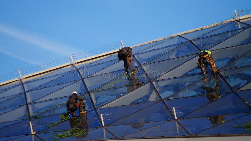 High-altitude Work on a Skyscraper Editorial Photo - Image of cleaner ...