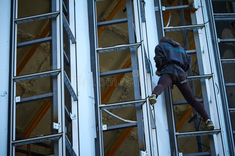High-altitude Worker Works on a Building Structure Editorial Image ...
