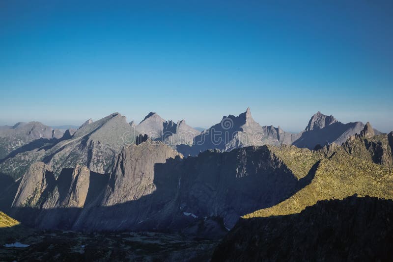 High Angel View on a Mountain Range in Ergaki Natural Park Stock Image ...
