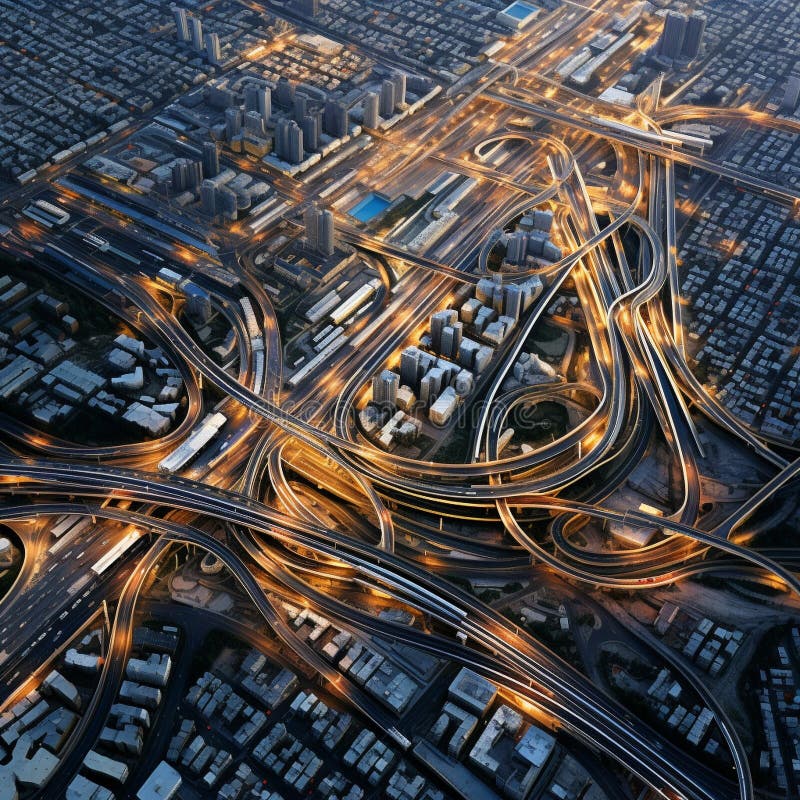 High-Angle Aerial View of Complex Railway Junction Stock Photo - Image ...