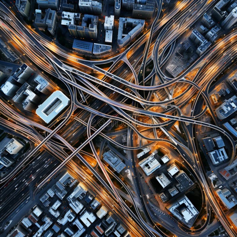 High-Angle Aerial View of Complex Railway Junction Stock Photo - Image ...