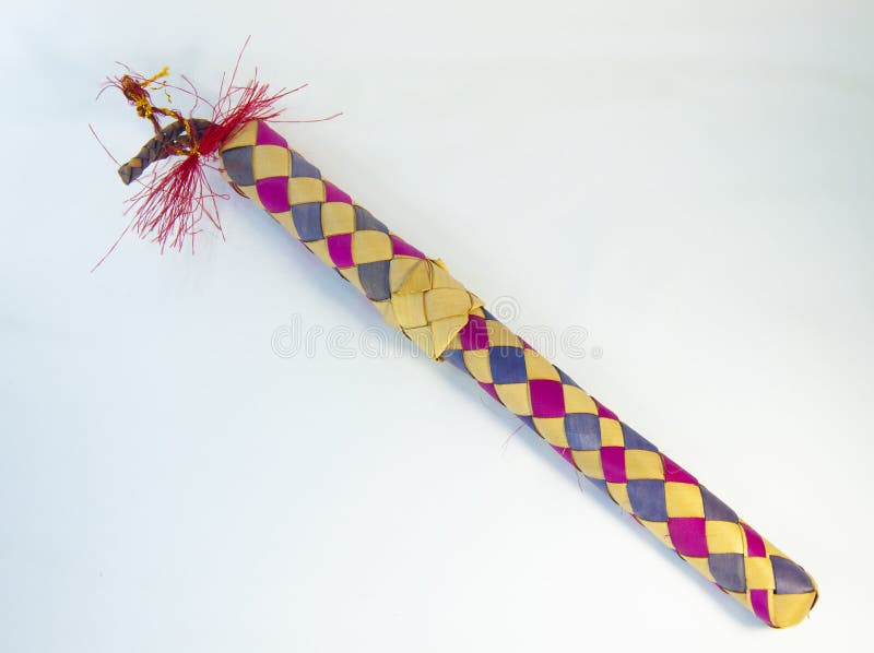High Angle of a Bamboo Flute in Its Traditional and Colorful Case on a ...