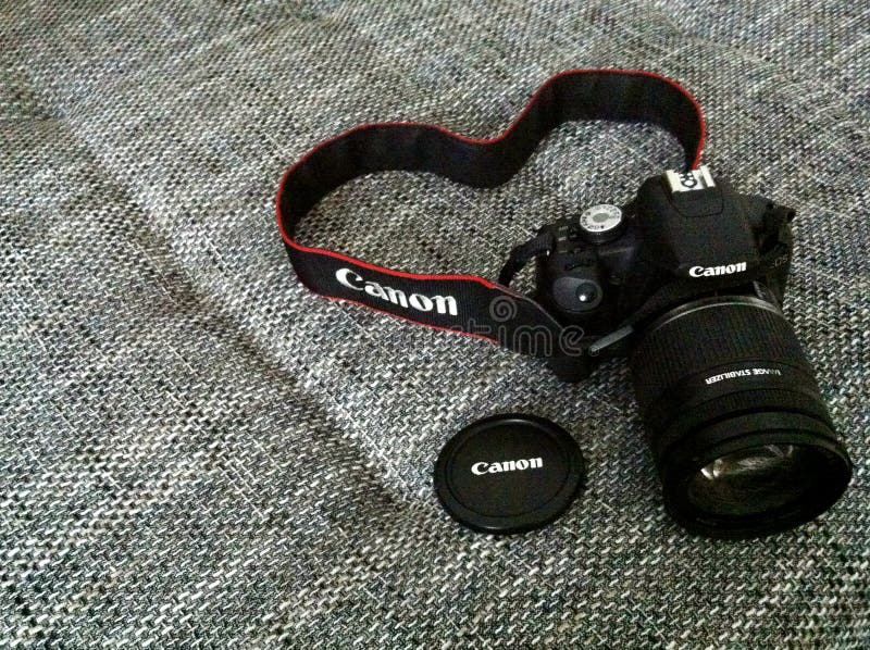 High Angle of a Canon Dslr Camera on a Gray Fabric Surface. Editorial ...