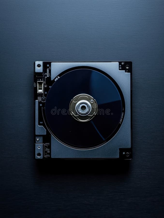 High-angle Close-up of Hard Disk Drive. Modern Tech Component Isolated ...