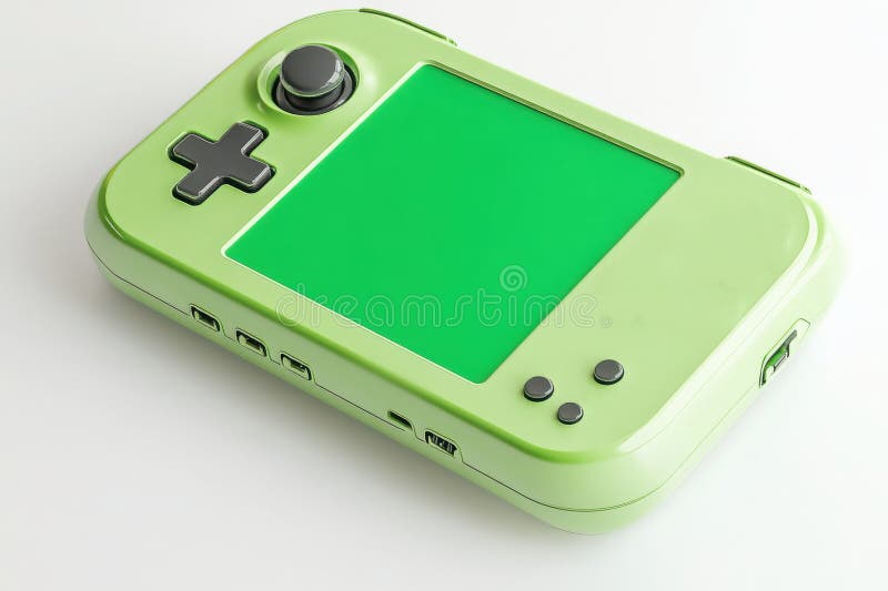 A High-angle Close-up Shot of a Modern Lime Green Handheld Gaming ...